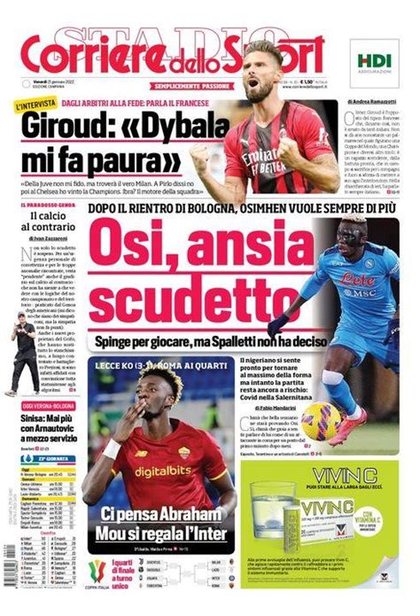 PRIMA PAGINA CdS Campania Osi Ansia Scudetto