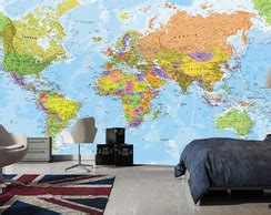 Painel Adesivo Parede Mapa Mundi Painel Cimento Queimado 1m² no Elo7