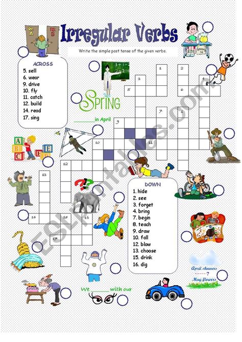 Crosswords Past Simple Irregular Verbs Esl Worksheet By Anna P