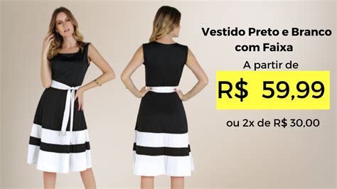 Rosalie Vestido Preto e Branco Faixa Moda Evangélica YouTube