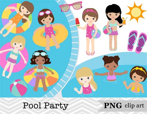 39 Girl Pool Party Clip Art Swimming Girl Clipart Summer Pool Girl