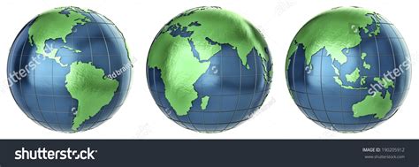 Metallic Earth Globe Isolated On White Stock Illustration 190205912