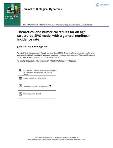 pdf theoretical and numerical results for an age structured sivs model with a general