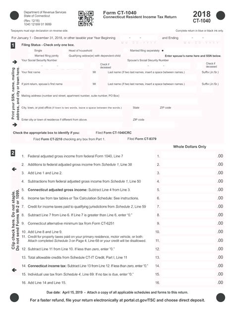 CT DRS CT 1040 2018 Fill Out Tax Template Online US Legal Forms