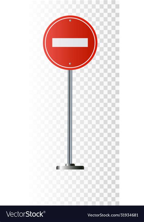 No Entry Sign Road Traffic Warning And Pole Vector Image