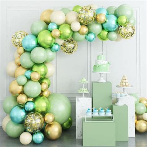 Kit D Arche De Ballons Vert Sauge 116 Pièces Guirlande De Ballons