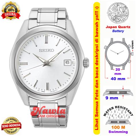Seiko Quartz SUR307P1 Classic Sapphire Silver Jam Tangan Pria SUR307