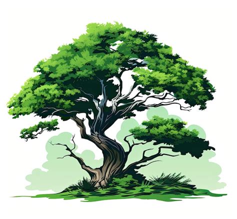 Gran árbol aislado sobre un fondo blanco Ilustración vectorial al