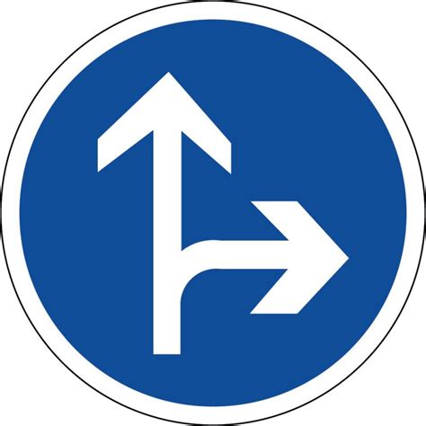 Panneau B21d1 Direction obligatoire tout droit ou à droite