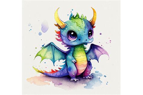Colorful Dragon Watercolor PNG Clipart Graphic By WangTemplates