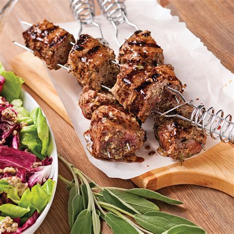 Brochettes de boeuf aux fines herbes sauce à la gelée de pommes Je