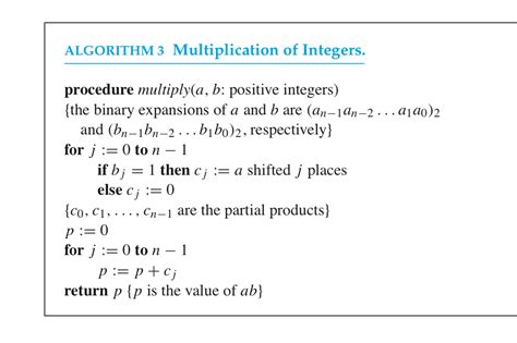 number theory algorithm multiplication of integers from discrete math and its applications