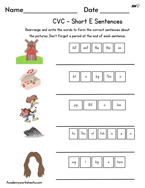 The Top CVC Word Sentences Worksheets Academy Worksheets