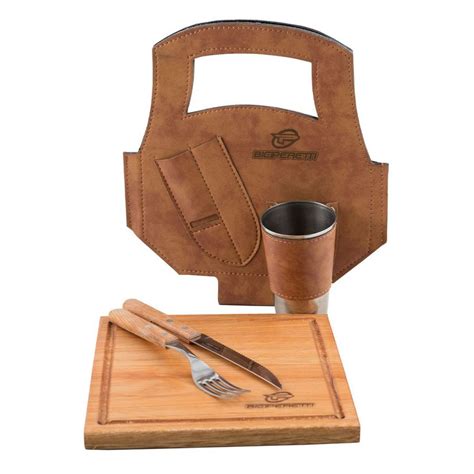 Set De Asado Ecocuero Color Caramelo Personalizado Sas Fianchini