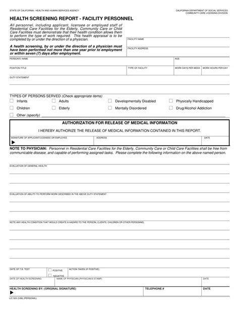Health Screening Report Form Fill Out Printable Pdf Forms Online