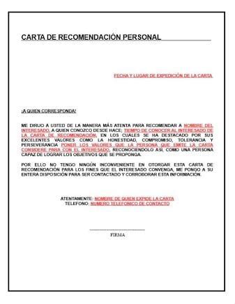 Plantilla Carta De Recomendacion Laboral Actualizado Septiembre 2023
