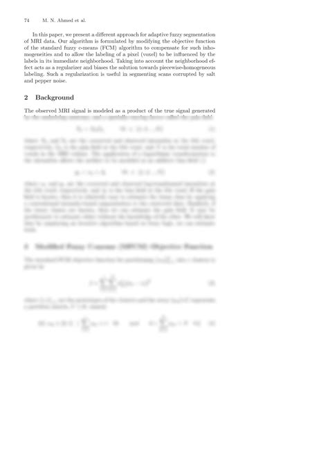 solution a modified fuzzy c means algorithm for mri bias field estimation and adaptive