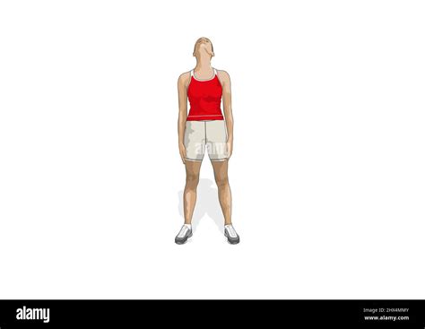 Ejercicio de rehabilitación extensión y flexión del cuello mujer de