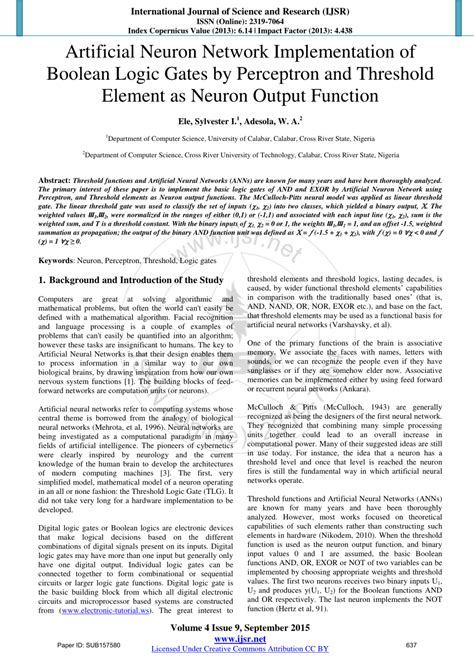 pdf licensed under creative commons attribution cc by artificial neuron network implementation