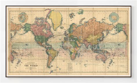 Stanfords World Map 1900 Majesty Maps Prints