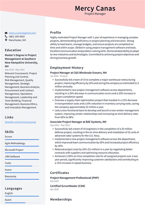 Oracle Project Manager Resume Examples ResumeCat