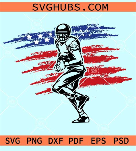 American Football Player With US Flag Svg American Football Svg