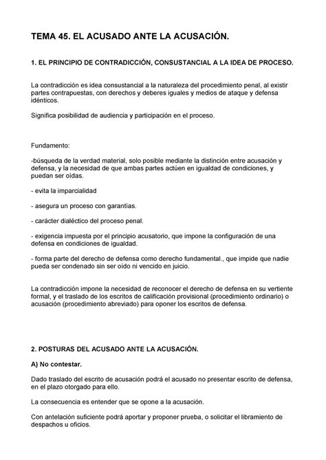 TEMA 45 Resumen Derecho Procesal TEMA 45 EL ACUSADO ANTE LA