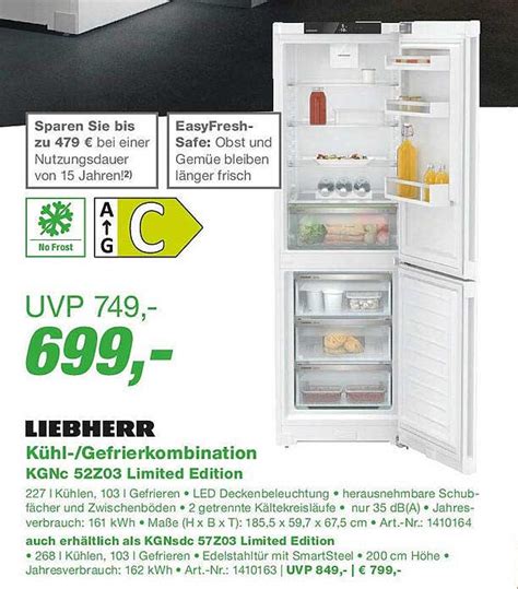 Liebherr Kühl Gefrierkombination Kgnc 52z03 Limited Edition Angebot