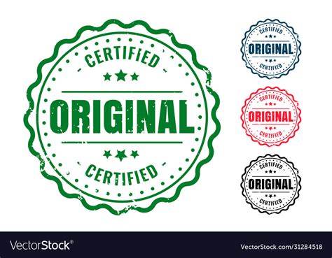 Original And Certified Quality Rubber Seal Stamps Vector Image