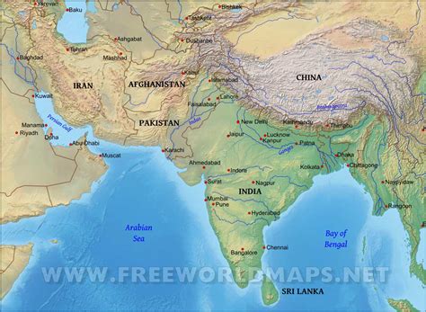 Physical Map Of South Asia Vector U S Map