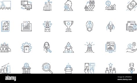 Strategic Scrutiny Line Icons Collection Analysis Evaluation