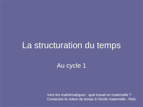 PPT La structuration du temps Au cycle 1 Vers les mathématiques