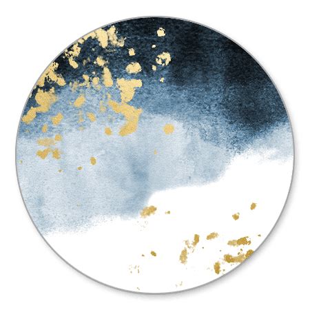 Trouwkaart Blauwe Waterverf Gouden Spetters Kaartje2go