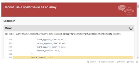 php cannot use a scalar value as an array laravel stack overflow