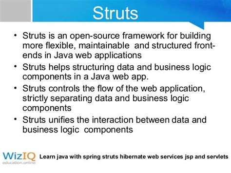 learn java with spring struts hibernate web services jsp and servlets