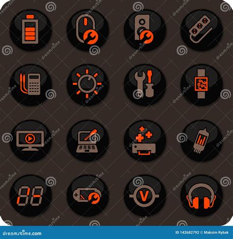 Iconos Electr nicos De La Reparaci n Fijados Ilustración del Vector