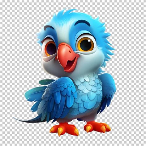 Premium PSD Cute Cartoon Parrot Isolated On Transparent Background