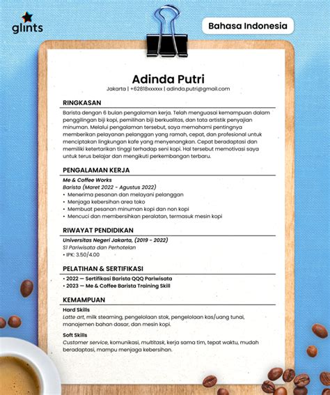 CV Barista Struktur Contoh Dan Template Gratis