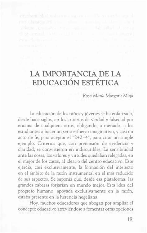 PDF La importancia de la educación Estética