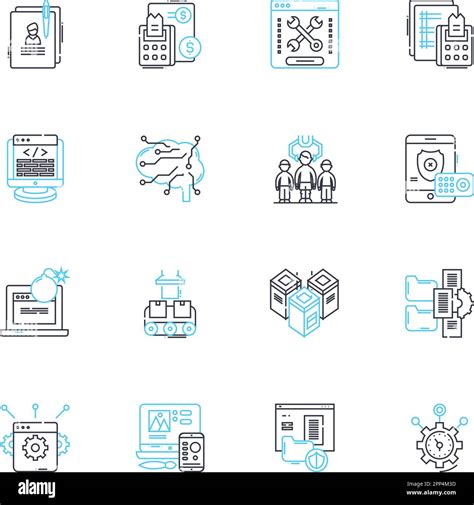 Data Encryption Linear Icons Set Cryptography Security Privacy