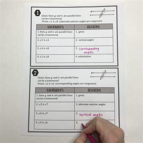 proof worksheets for geometry with answers