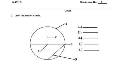Solved MATH 5 Worksheet No 2 CIRCLE C Label The Parts Of A Circle