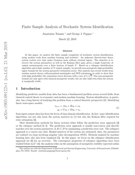 pdf finite sample analysis of stochastic system identification