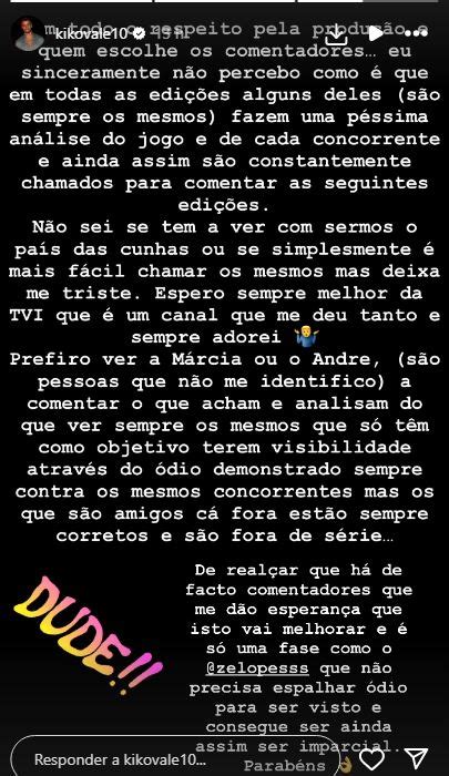 Ex concorrente do Big Brother rasga comentadores Ódio sempre contra