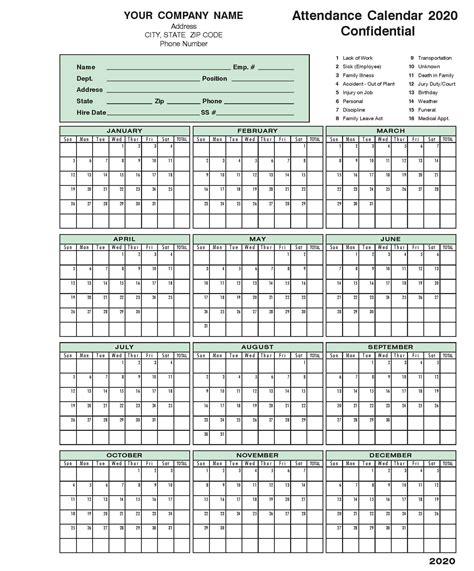 2024 Employee Attendance Calendar Donia Garland