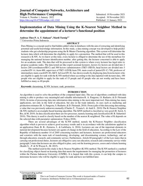 pdf implementation of data mining using the k nearest neighbor method to determine the