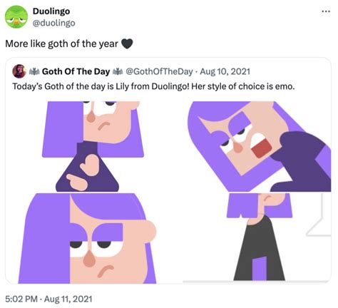Lily Purple Goth Duolingo Girl Lily Duolingo Goth Girl Know Your Meme