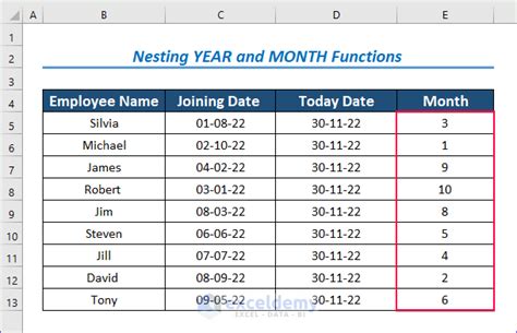 How To Count Months From Date To Today By Using Excel Formula