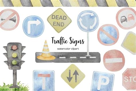 Watercolor Road Sign Clipart Traffic Signs Clip Art