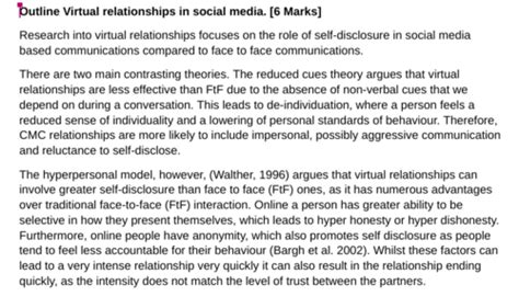 Psych Virtual Relationships In Social Media Flashcards Quizlet